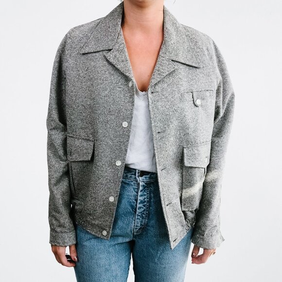 Vintage | Jackets & Coats | Vintage Gray Textured Jacket L | Poshmark